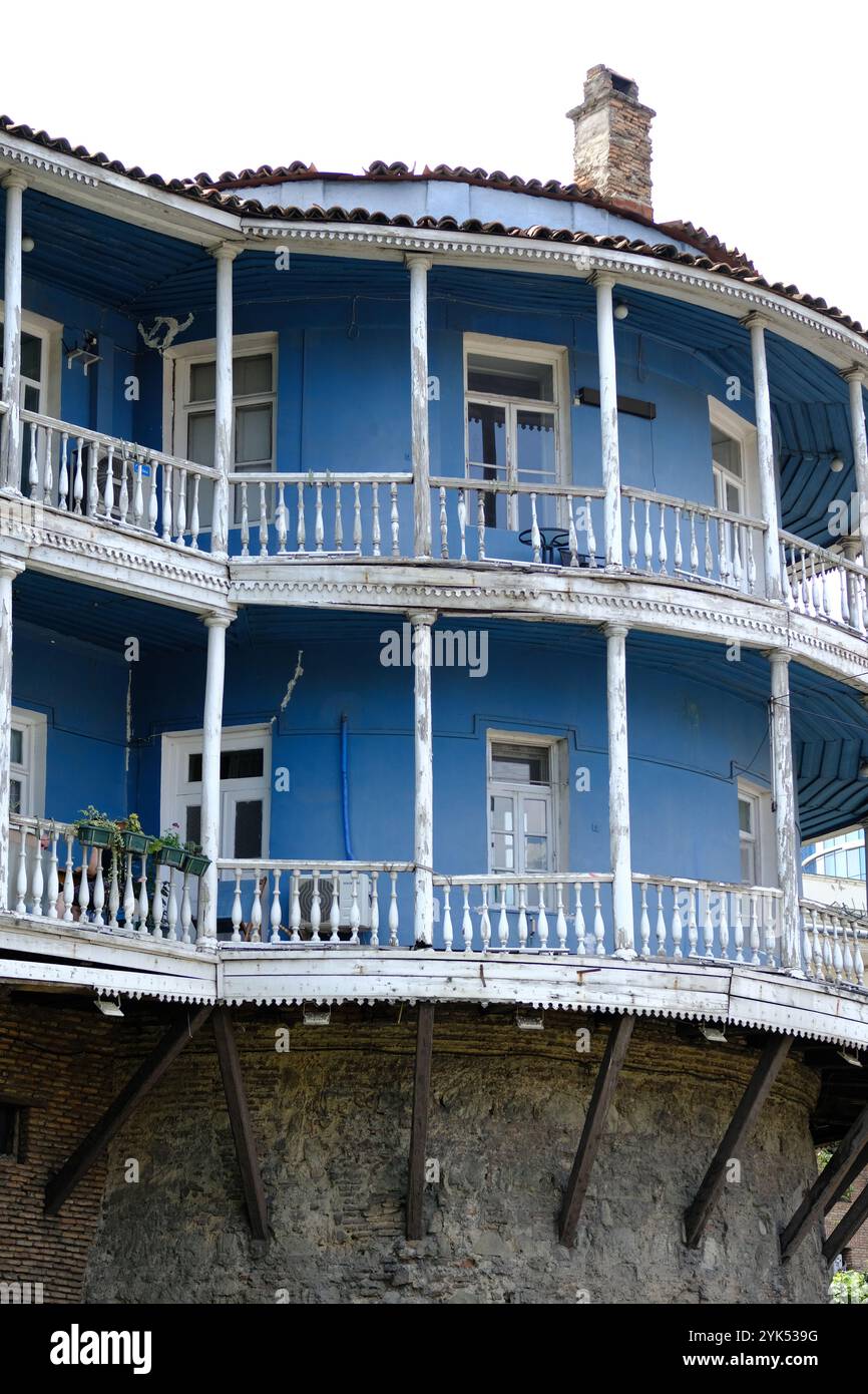 Historic balconied building in central Tbilisi, Georgia near the Old ...