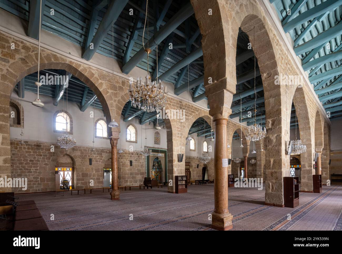 prayer hall, Hanabila Mosque, Salihiyya, Damascus, Syria Stock Photo ...