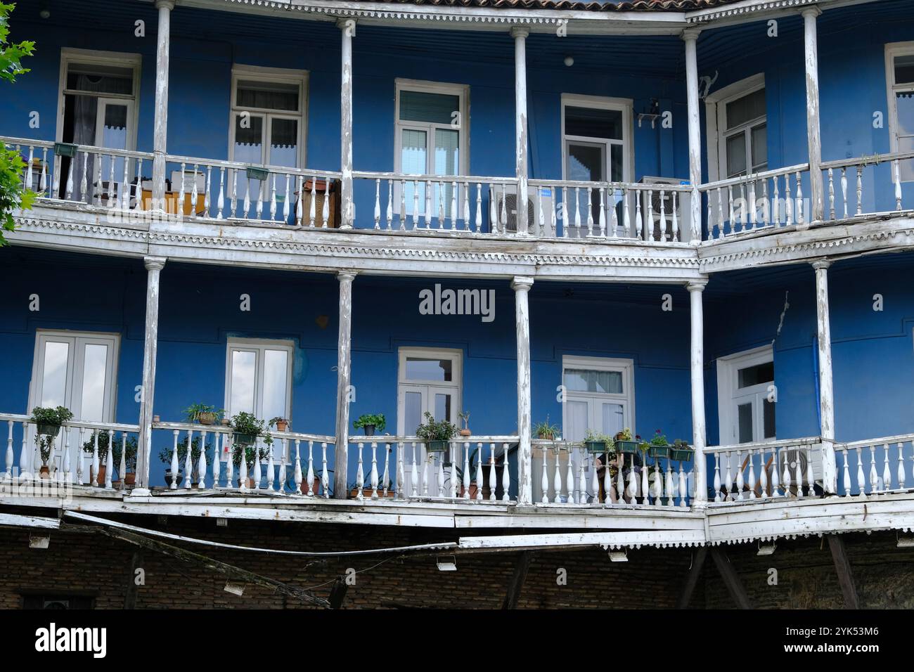 Historic balconied building in central Tbilisi, Georgia near the Old ...
