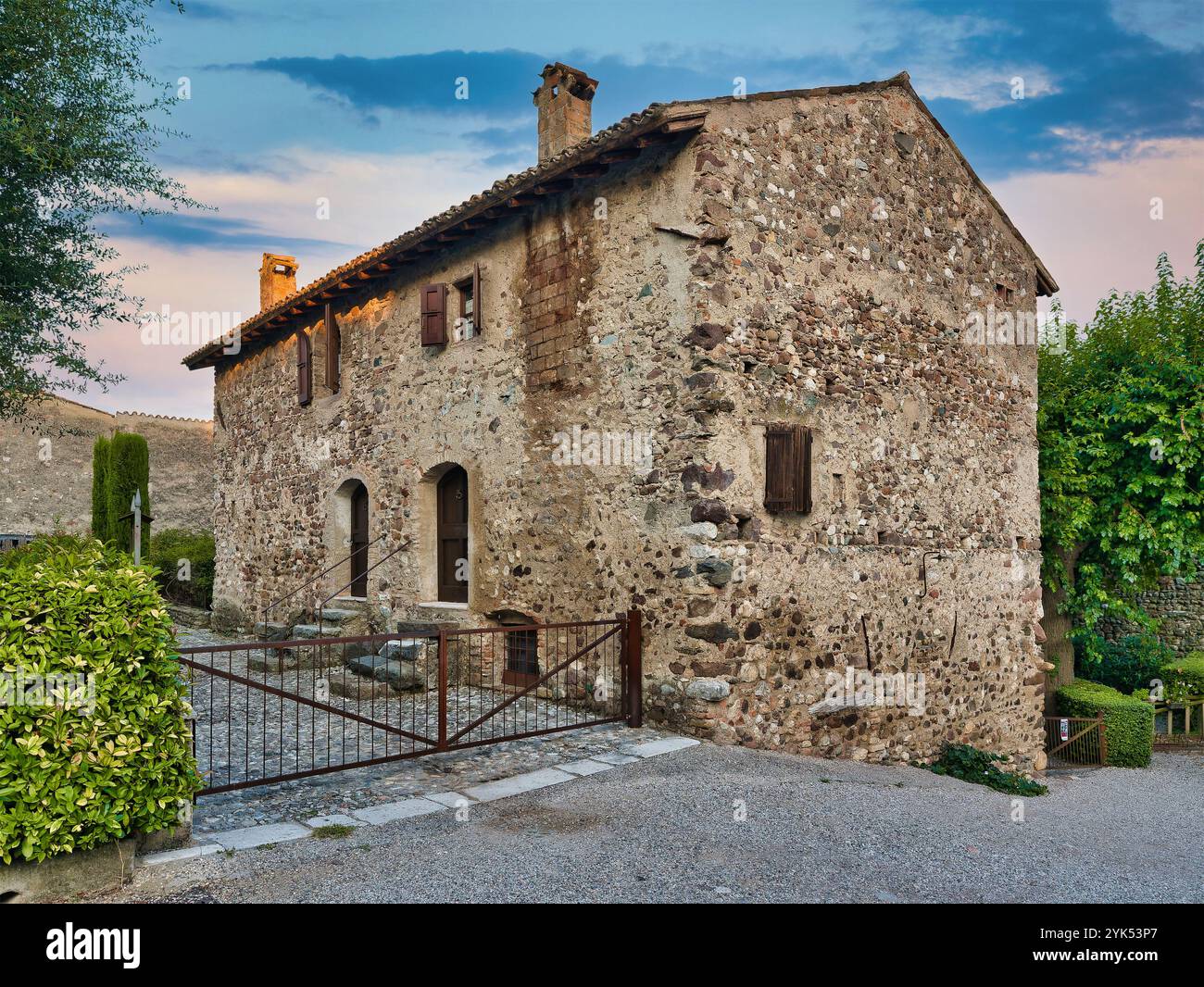 Italian medieval village, Castellaro Lagusello near Mantua. A rustic ...