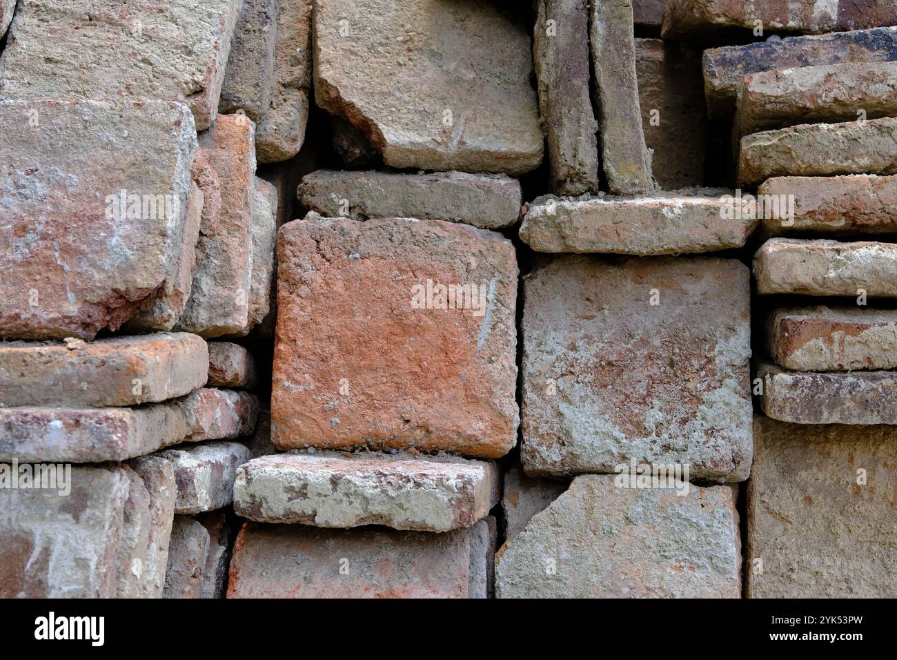 Antique bricks salvaged for re-use in Tbilisi, Georgia. The clay bricks ...
