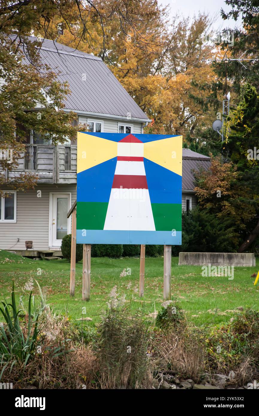 Lighthouse sign in Lighthouse Cove, Tilbury, Ontario, Canada Stock ...