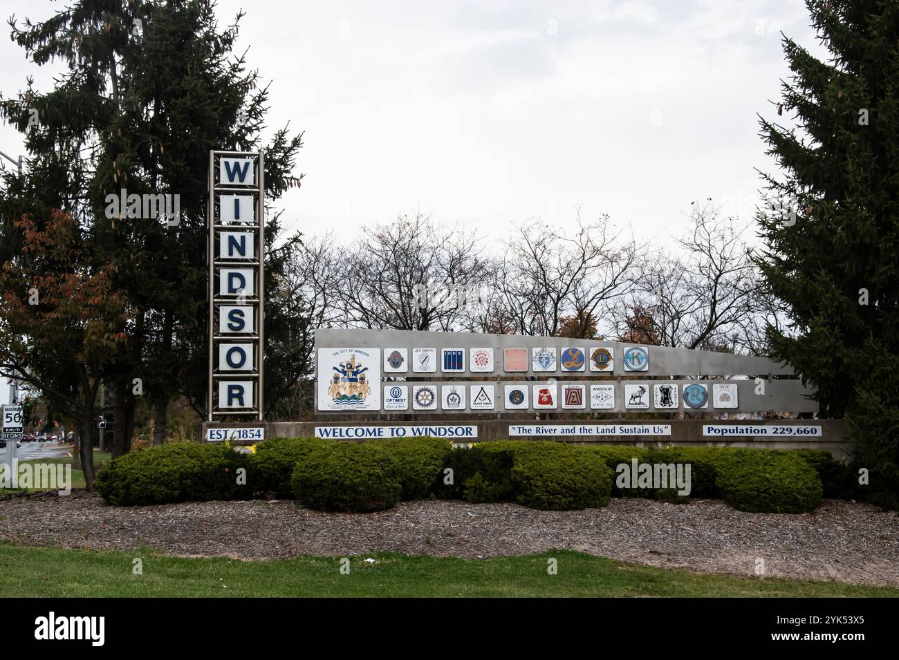 Welcome to Windsor sign on Dougall Avenue in Ontario, Canada Stock ...