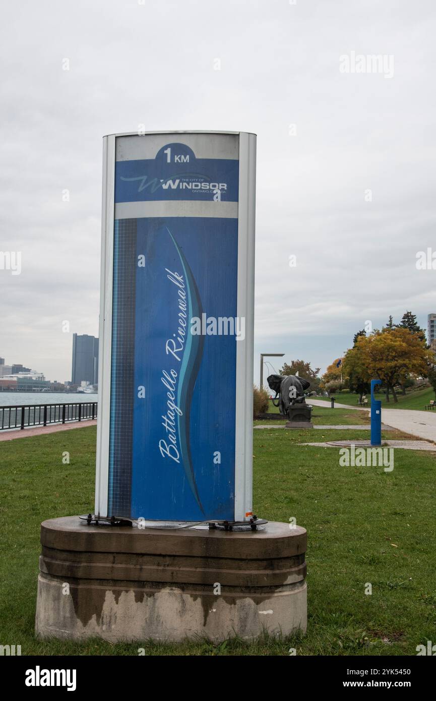 Battagello Riverwalk sign at Windsor Sculpture Garden park in Windsor ...