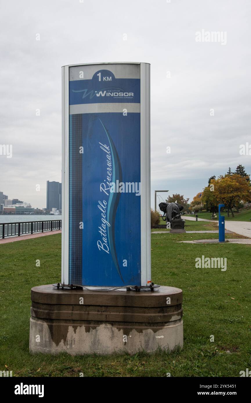 Battagello Riverwalk sign at Windsor Sculpture Garden park in Windsor ...