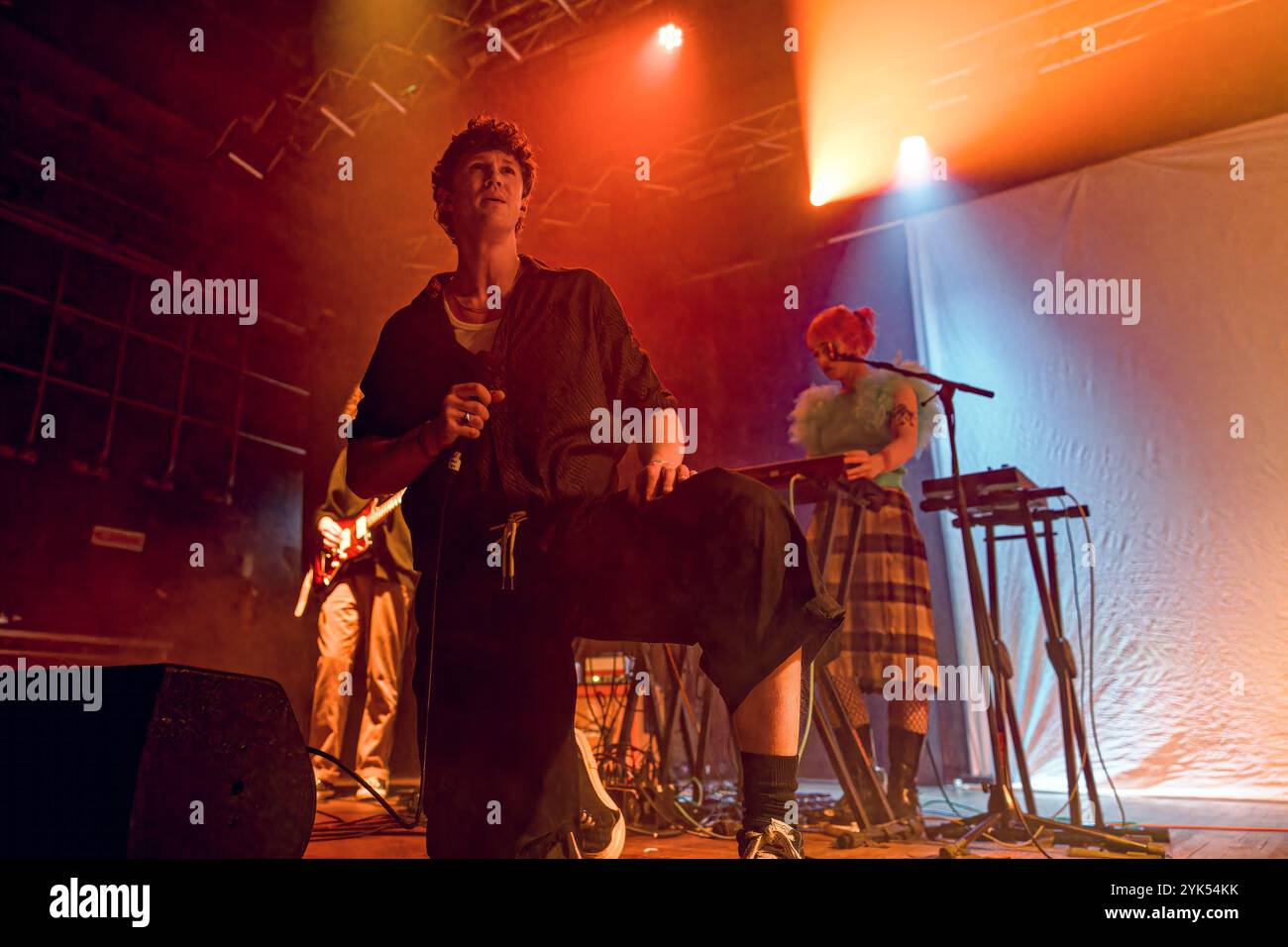 Joe Evans (L) and Hannah Peace (Keys) Manchester band W.H. Lung perform ...