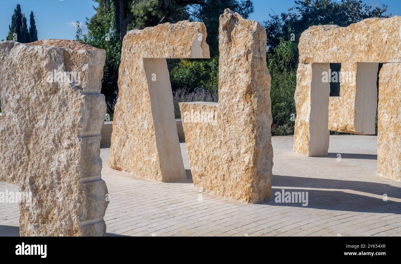 Stone sculptures at the Garden of Letters in Jerusalem Stock Photo - Alamy