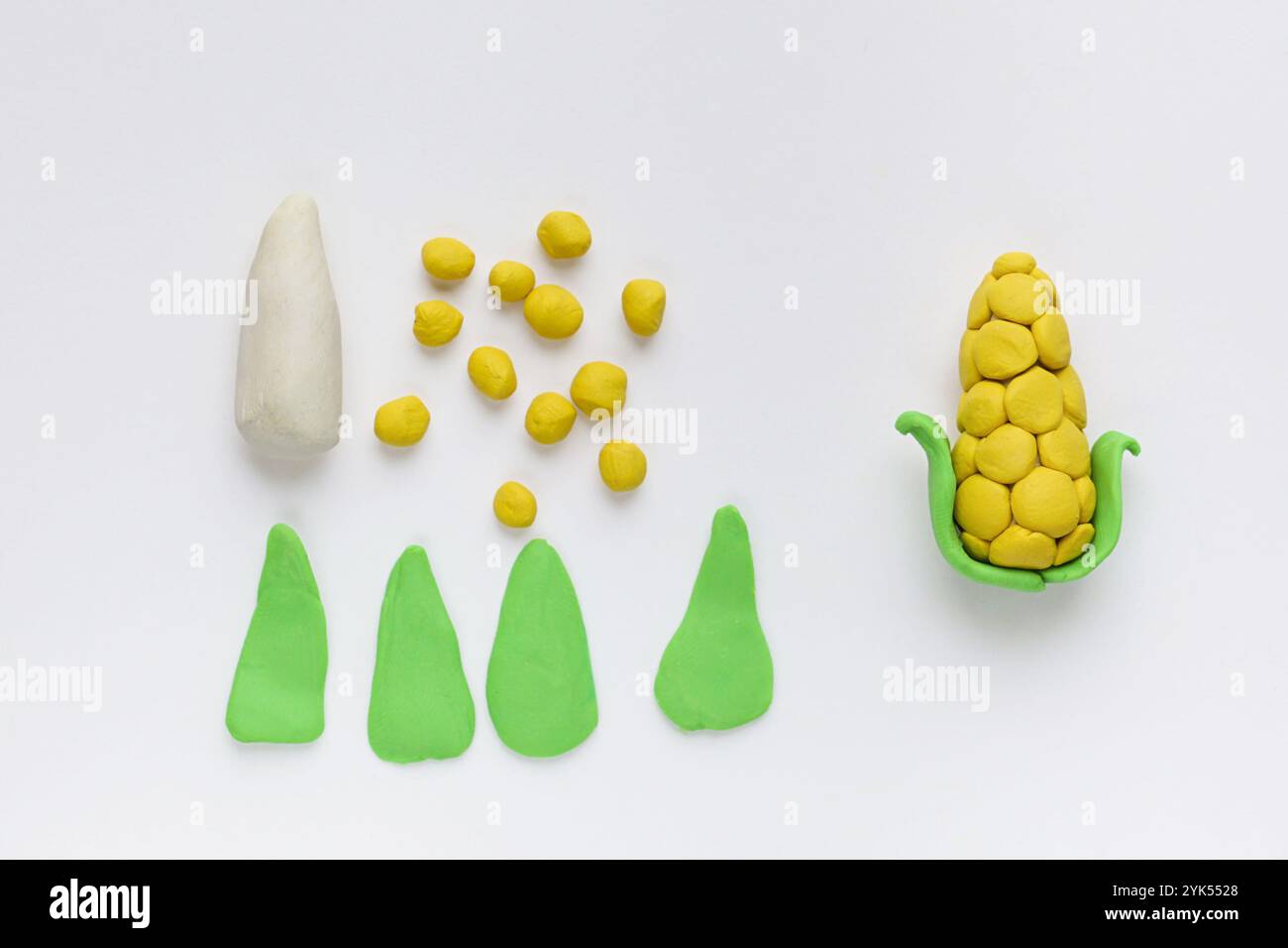 Modelling clay. Craft Plasticine Corn vegetable. Step by step ...
