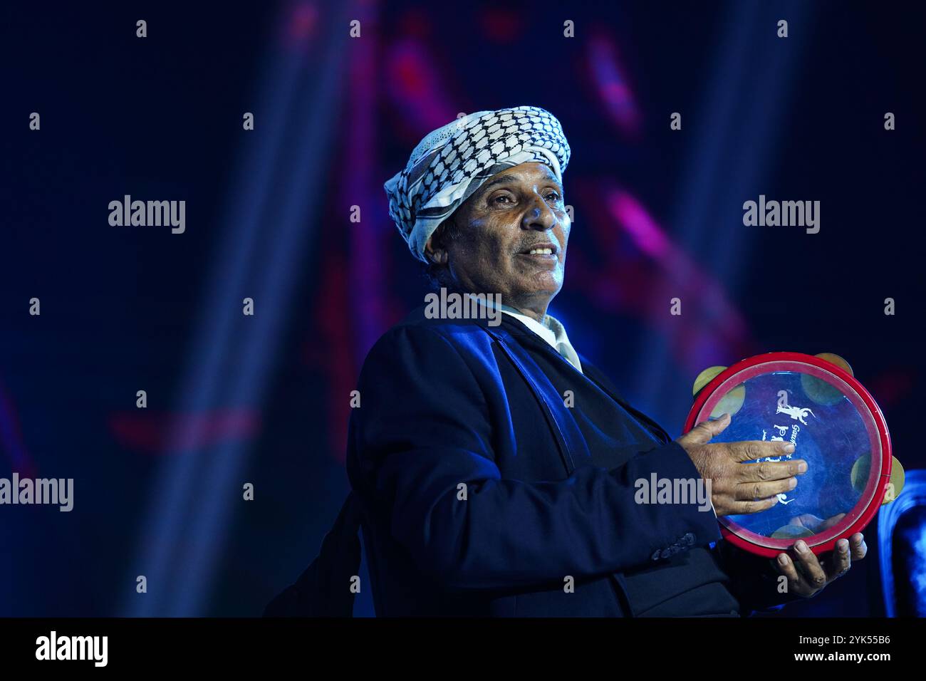 Musician Band member performs during the Baghdad Day Festival on Al ...