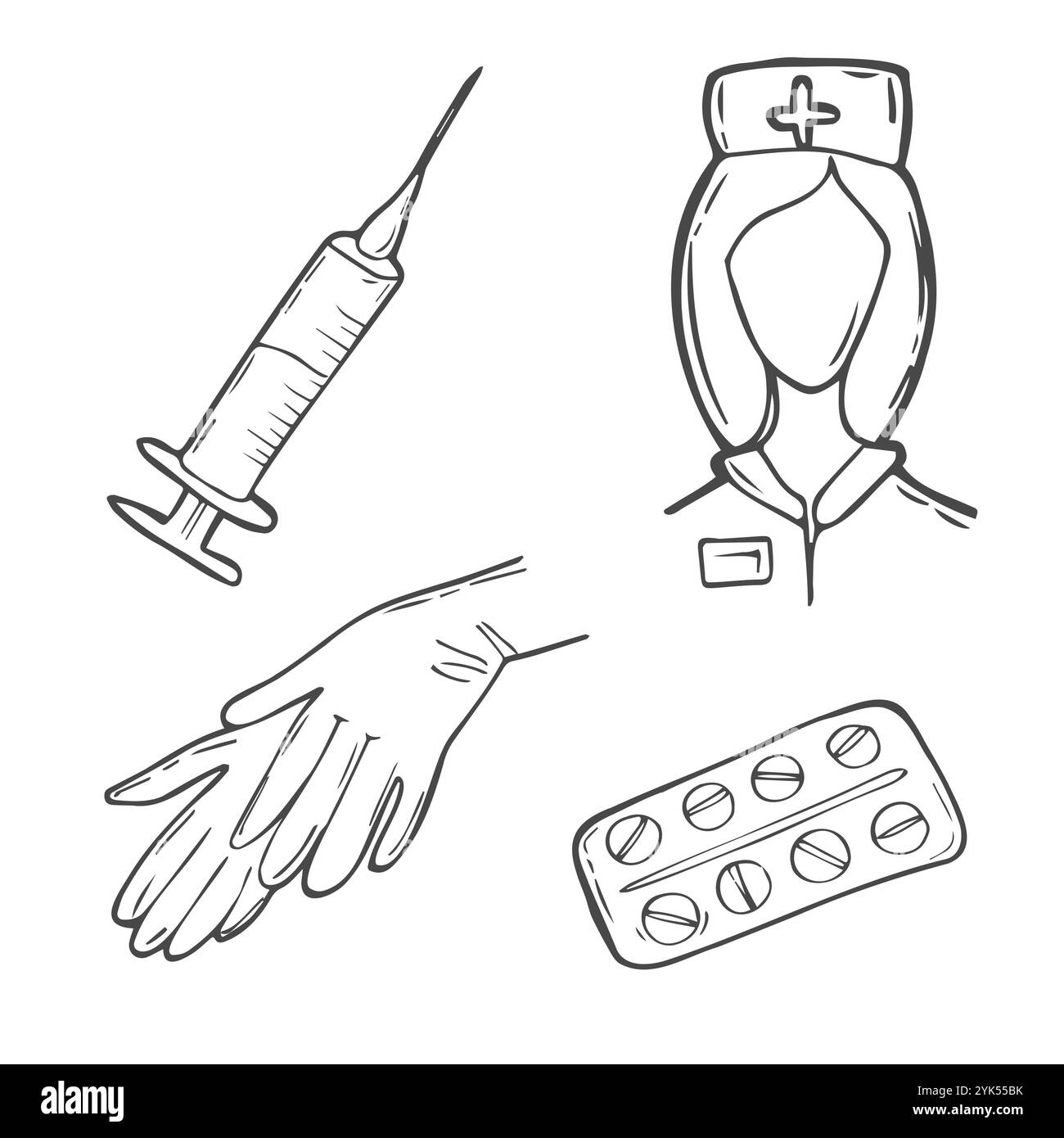 Medical equipment sketch set Cut Out Stock Images & Pictures - Alamy