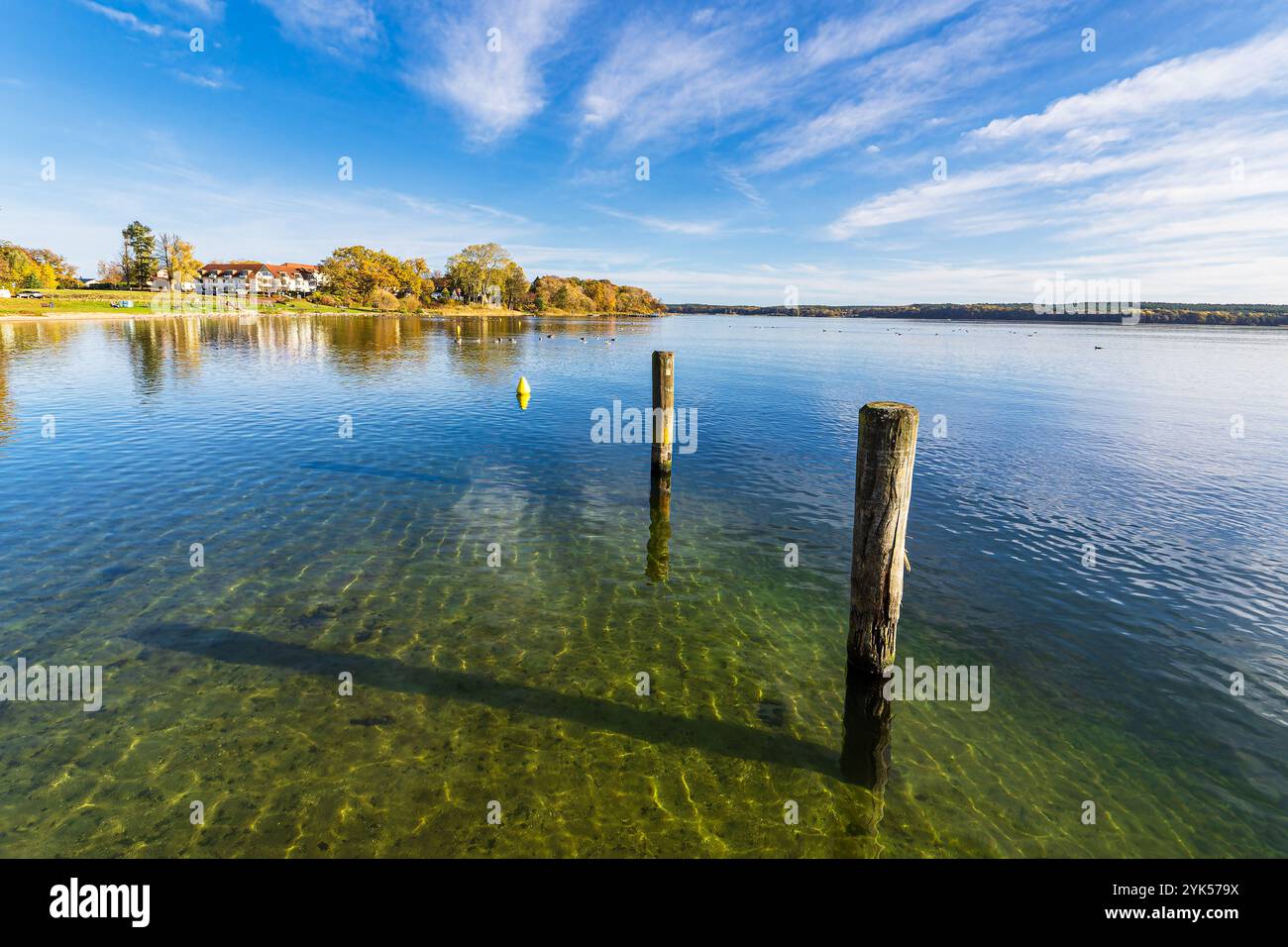 Dolphins on lake Plauer See in the town of Plau am See, Germany Stock ...