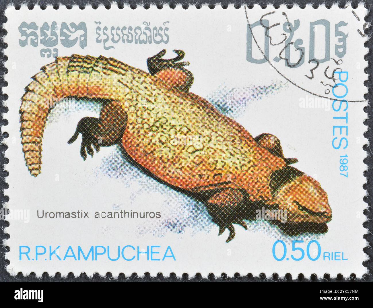 Cancelled postage stamp printed by Cambodia, that shows North-African ...