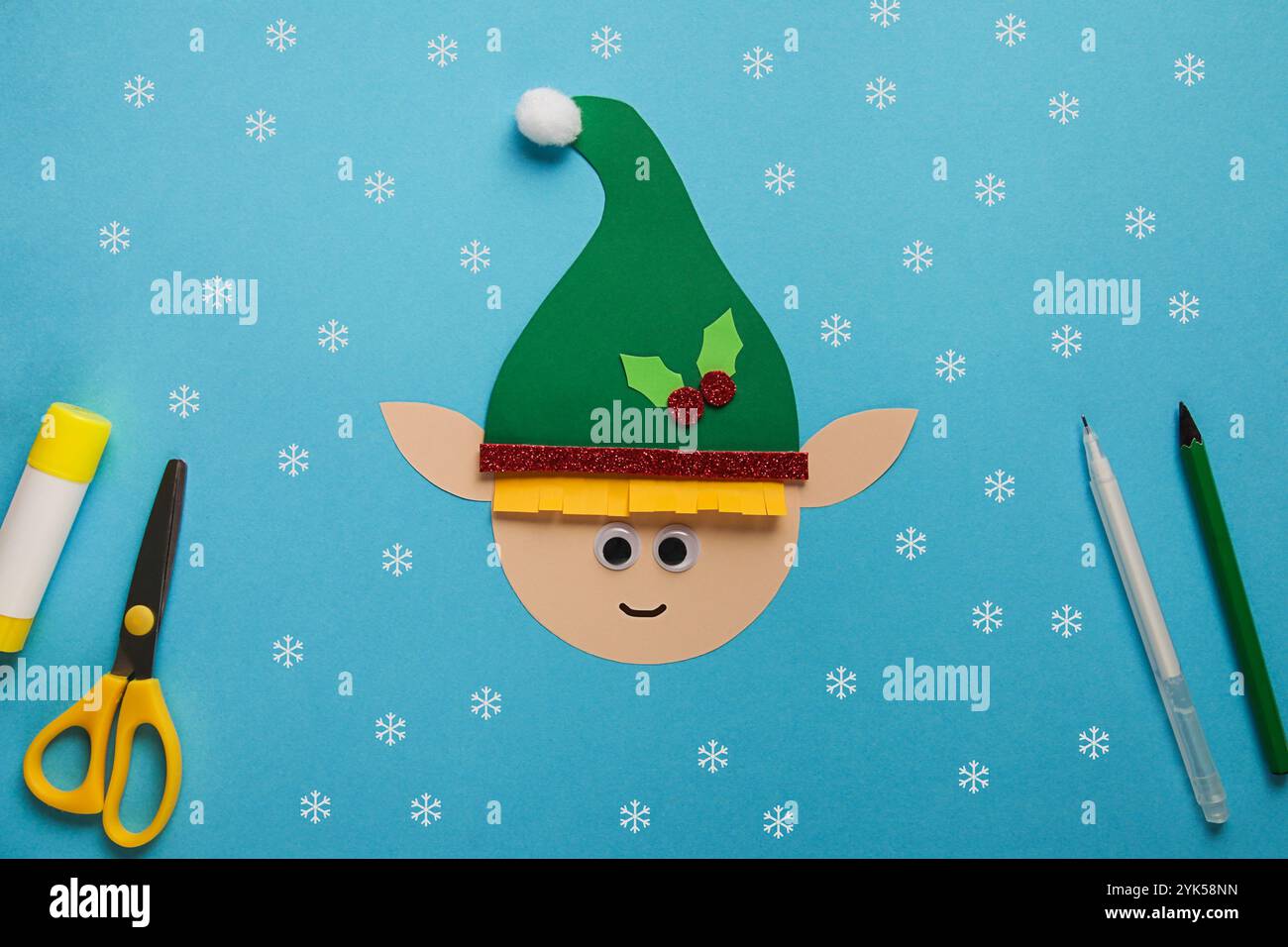 Children's winter craft paper Elf. Children's art project. DIY concept ...