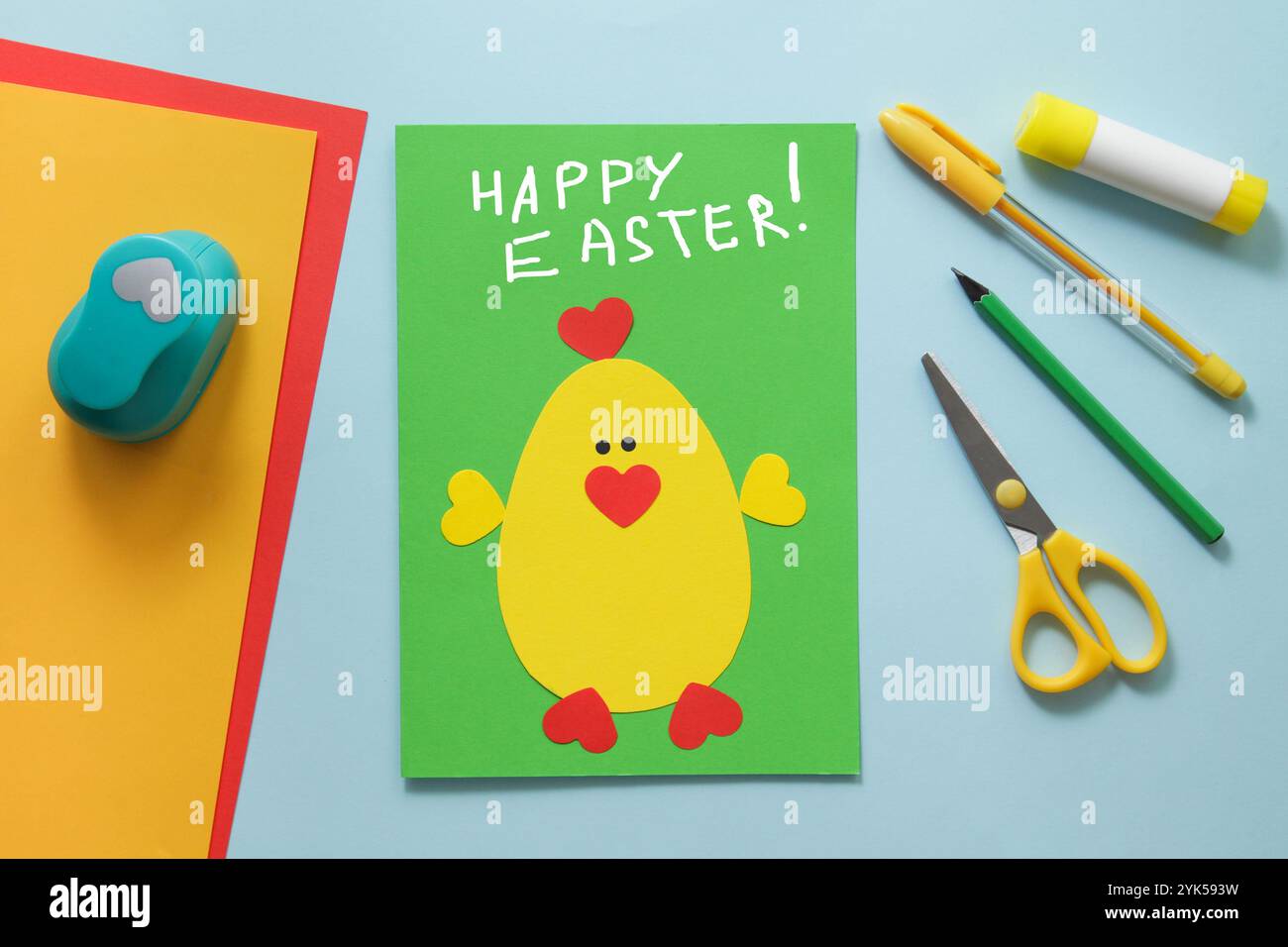 Easter greetings card handcrafted Cockerel. Children's Art Project ...
