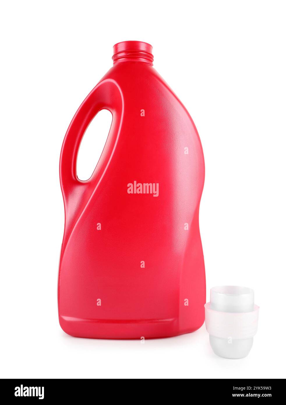 Laundry detergent in bottle and cap isolated on white Stock Photo - Alamy