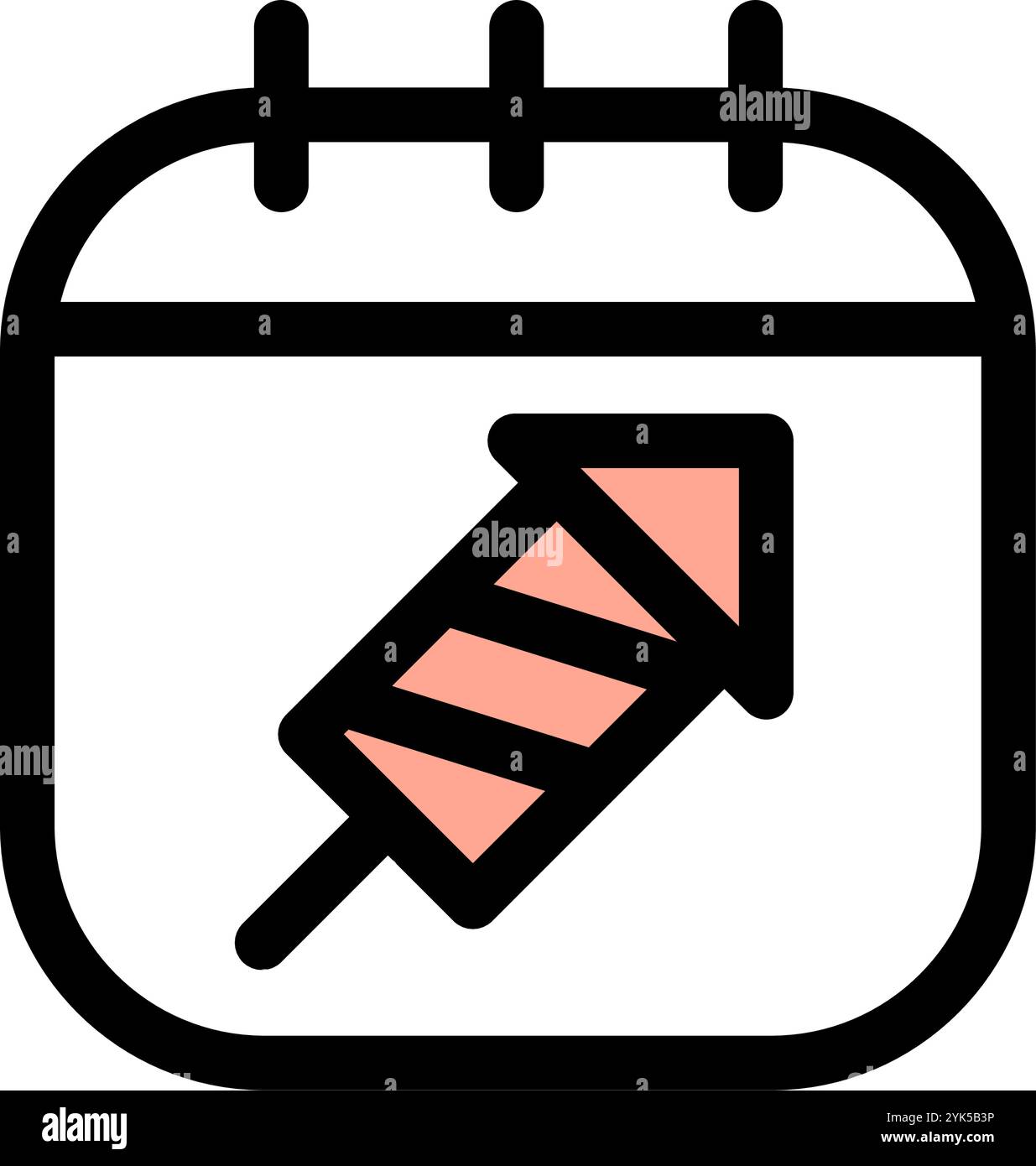 New year icon symbol- calendar with a firework rocket icon Stock Vector ...