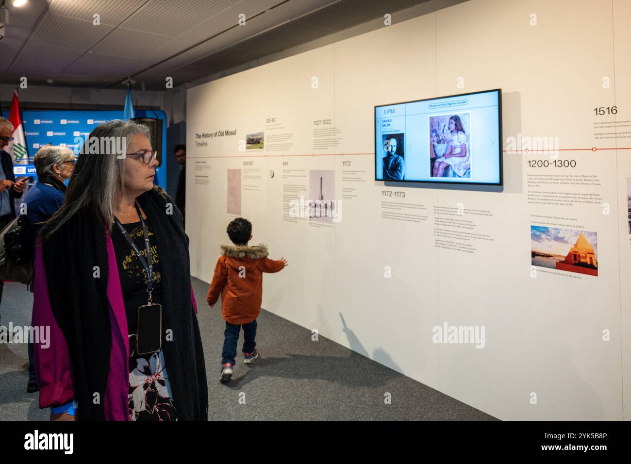 Videos and VR (Virtual Reality) at an exhibition about ISIS prisons, by ...