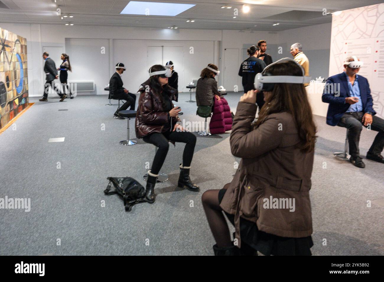 Videos and VR (Virtual Reality) at an exhibition about ISIS prisons, by ...