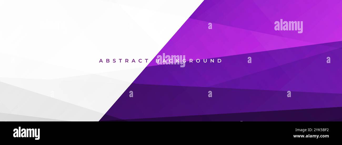 White and purple modern abstract wide banner with geometric shapes ...