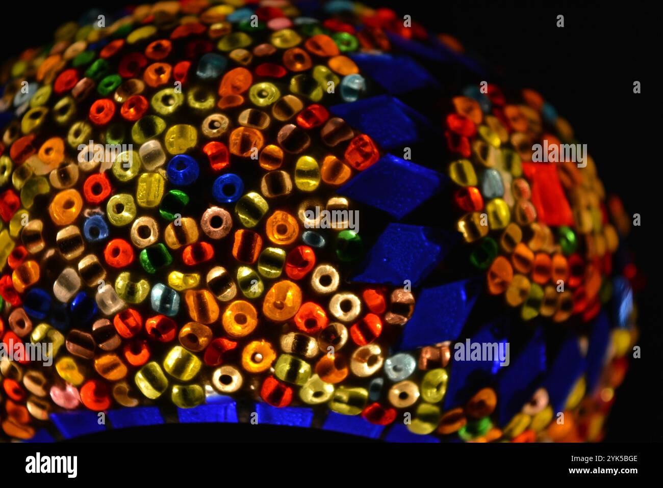 Turkish, ancient oriental lamp made of red, blue, green, yellow beaded ...