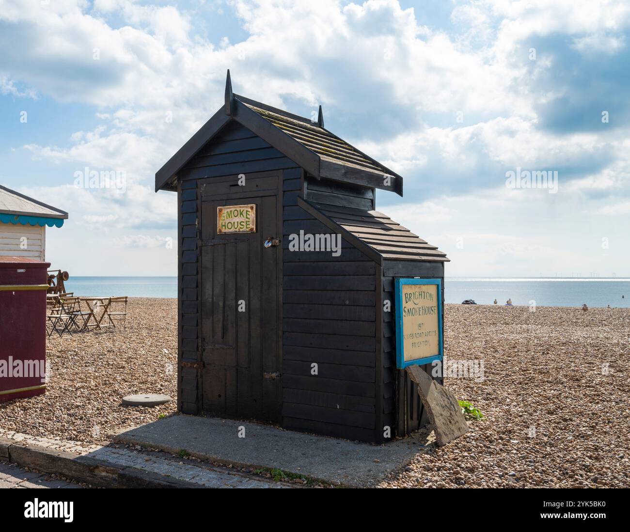 Fish smoking shed on seafront belonging to Brighton Smokehouse fish and ...