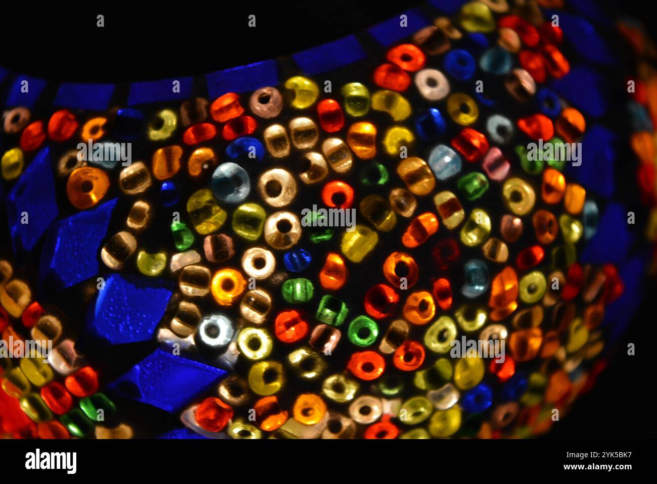 Turkish, ancient oriental lamp made of red, blue, green, yellow beaded ...