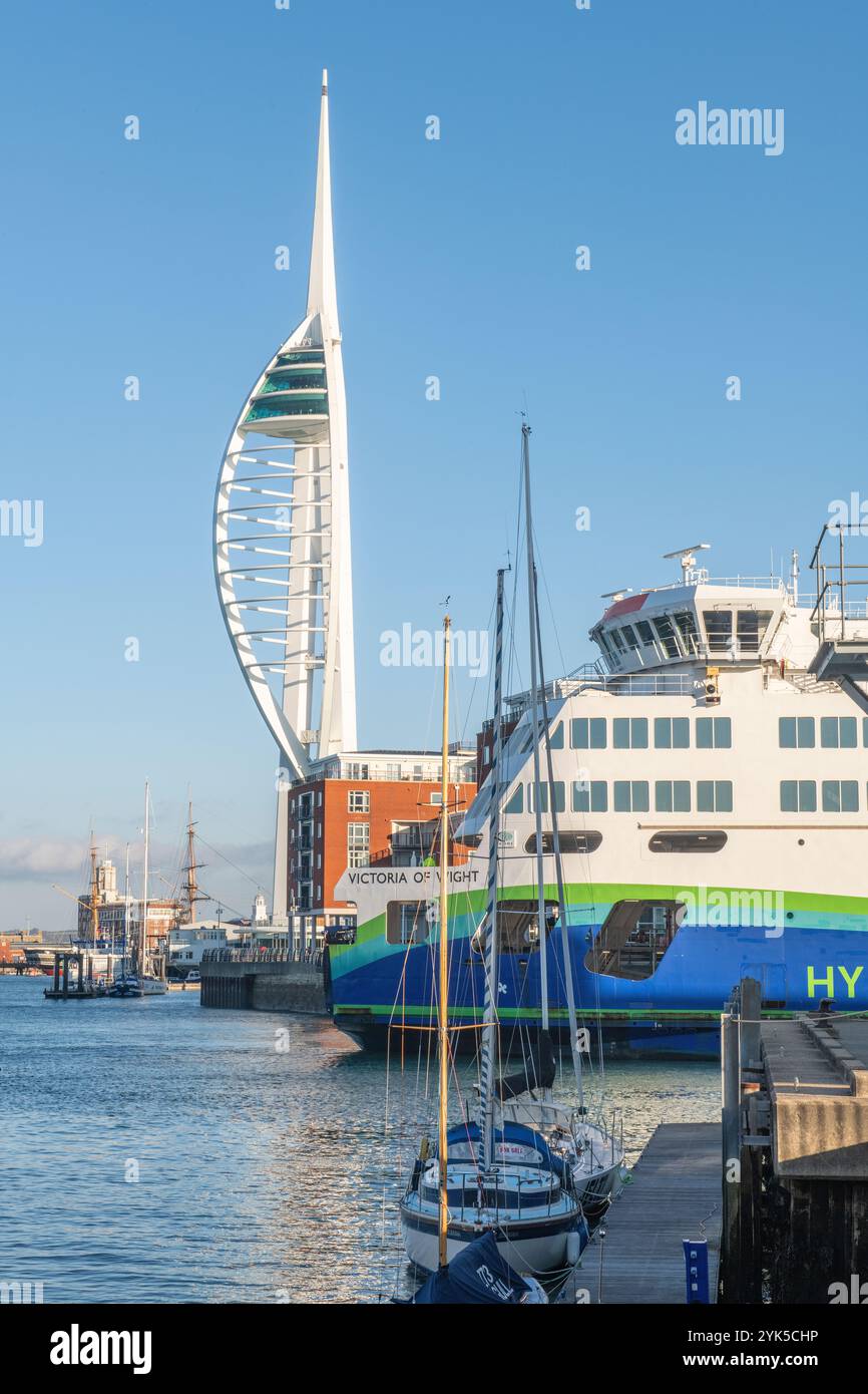 the wightlink isle of wight vehicle ferry 'Victoria of Wight' passing the spinnaker tower at ...