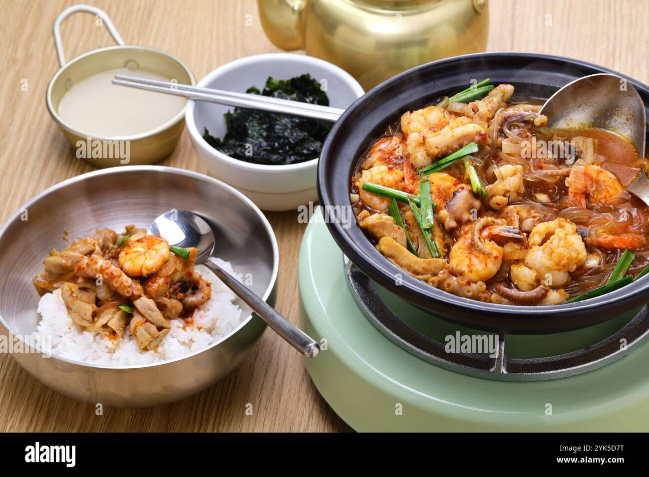 Nak-Gop-Sae is a spicy soup with octopus, beef small intestine, and ...