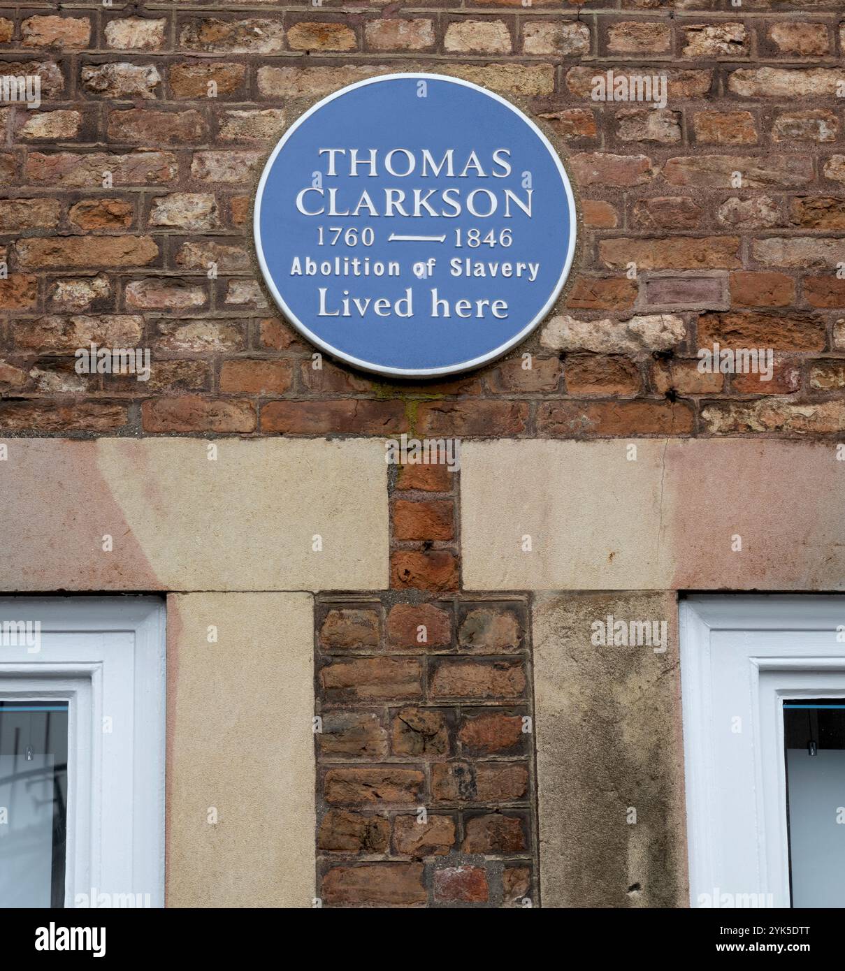 Historic blue plaque at Bridge Street, Wisbech, Cambridgeshire, England ...