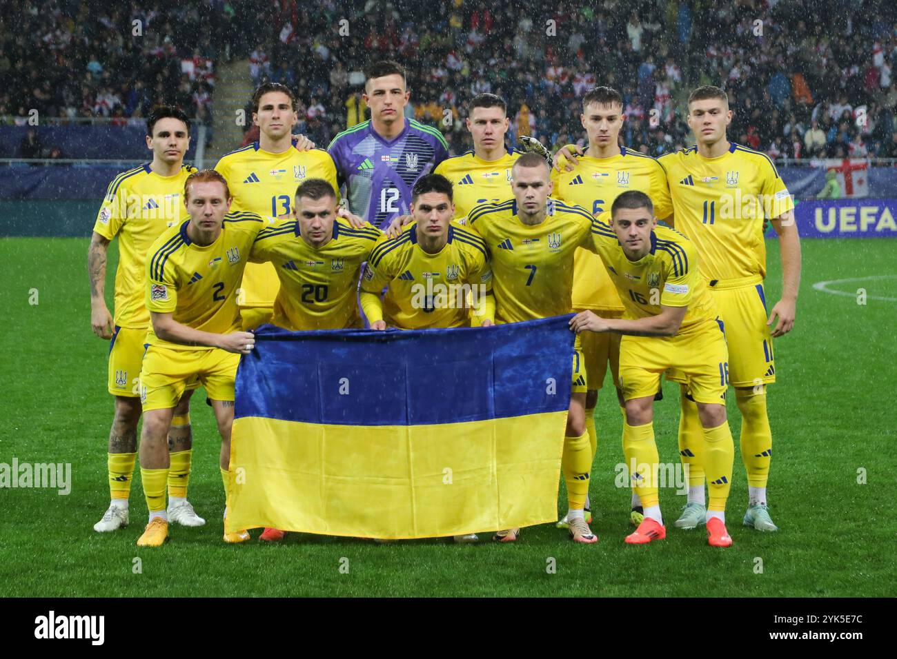 The players of Ukraine pose for the team photo before the UEFA Nations ...