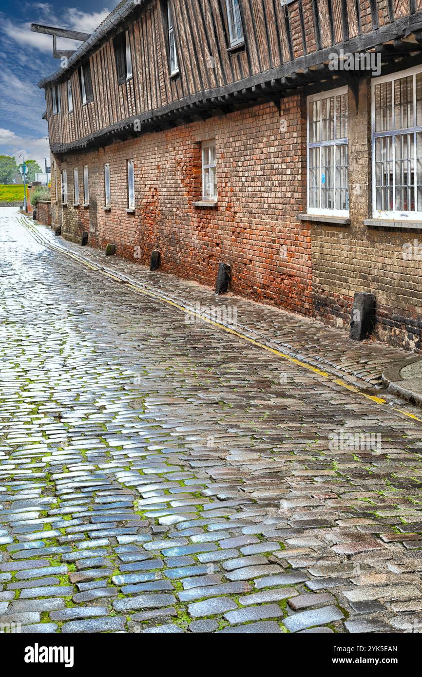 King's Lynn street scene with cobbled road, Nelson Street, King's Lynn ...