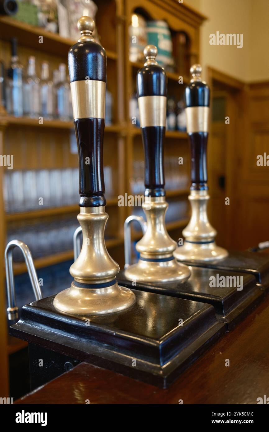 Beer tap handles at the bar of The Vulcan Hotel, National Museum of ...
