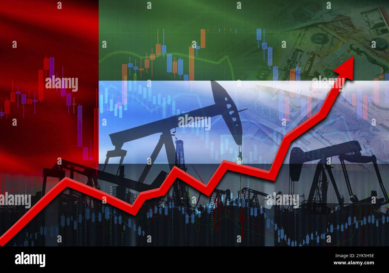 Dubai oil growth concept. Oil production with Dubai flag, petrol ...