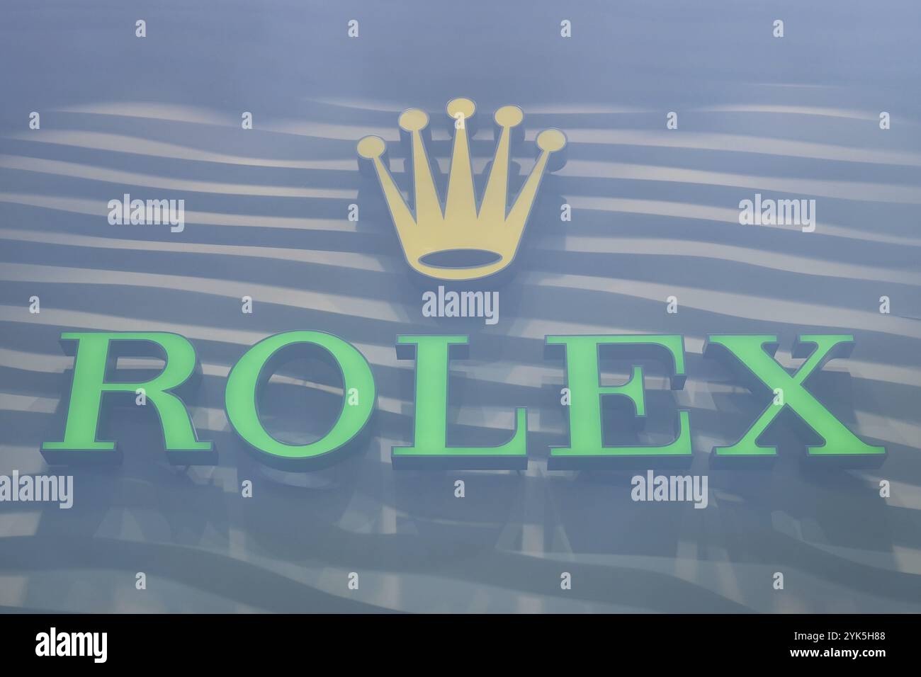 Rolex brand logo in a shop window, Duesseldorf, Germany, Europe Stock ...