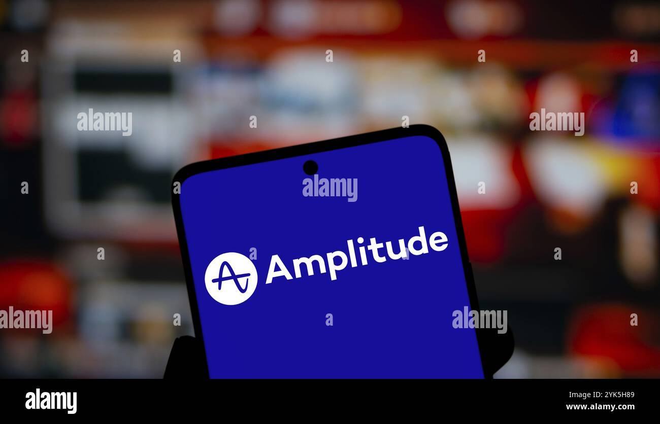 Amplitude logo is displayed on smartphone. Amplitude, Inc. is an ...