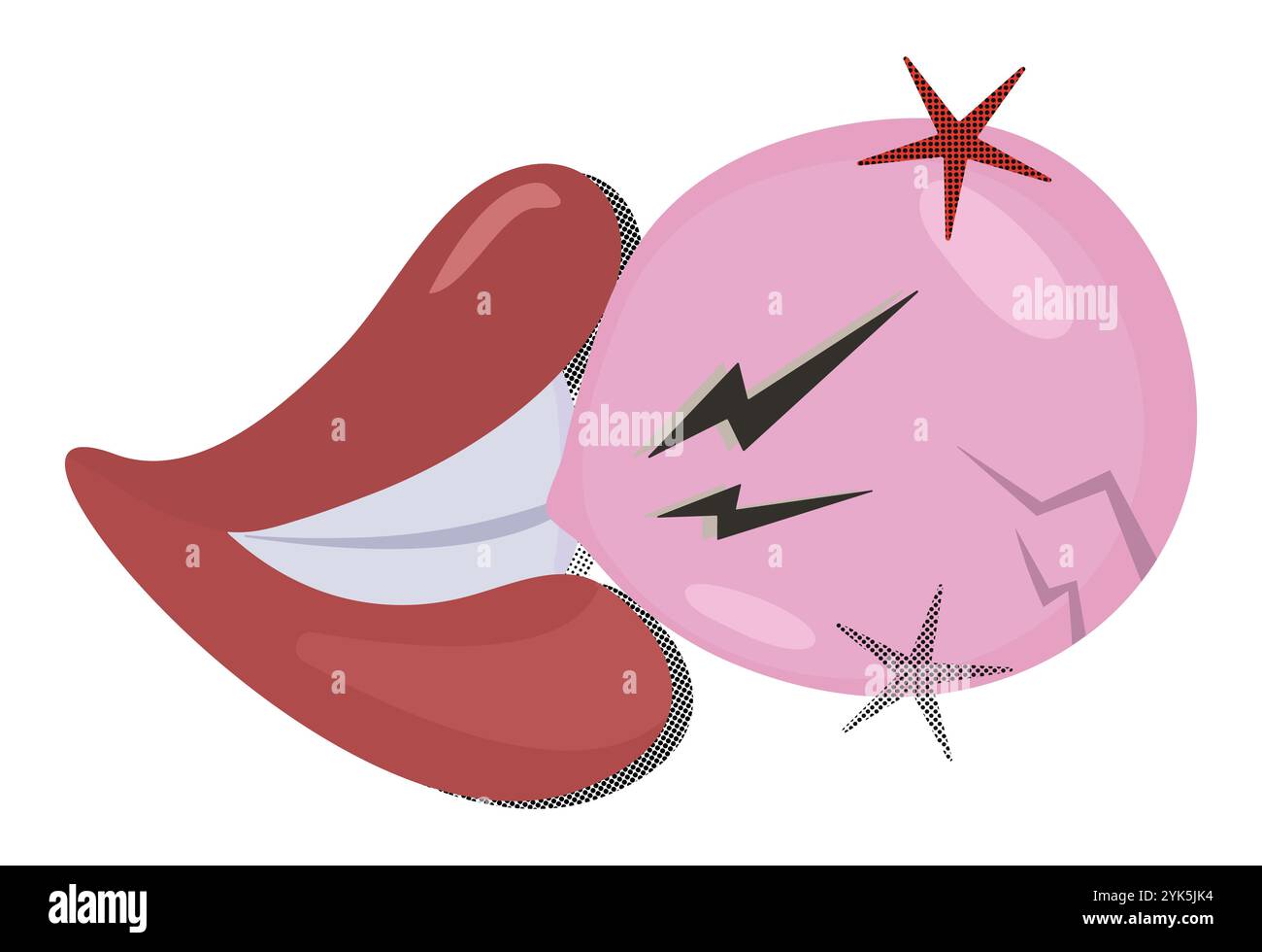 Woman lips and bubble gum, this symbolizes empty talk, color and ...