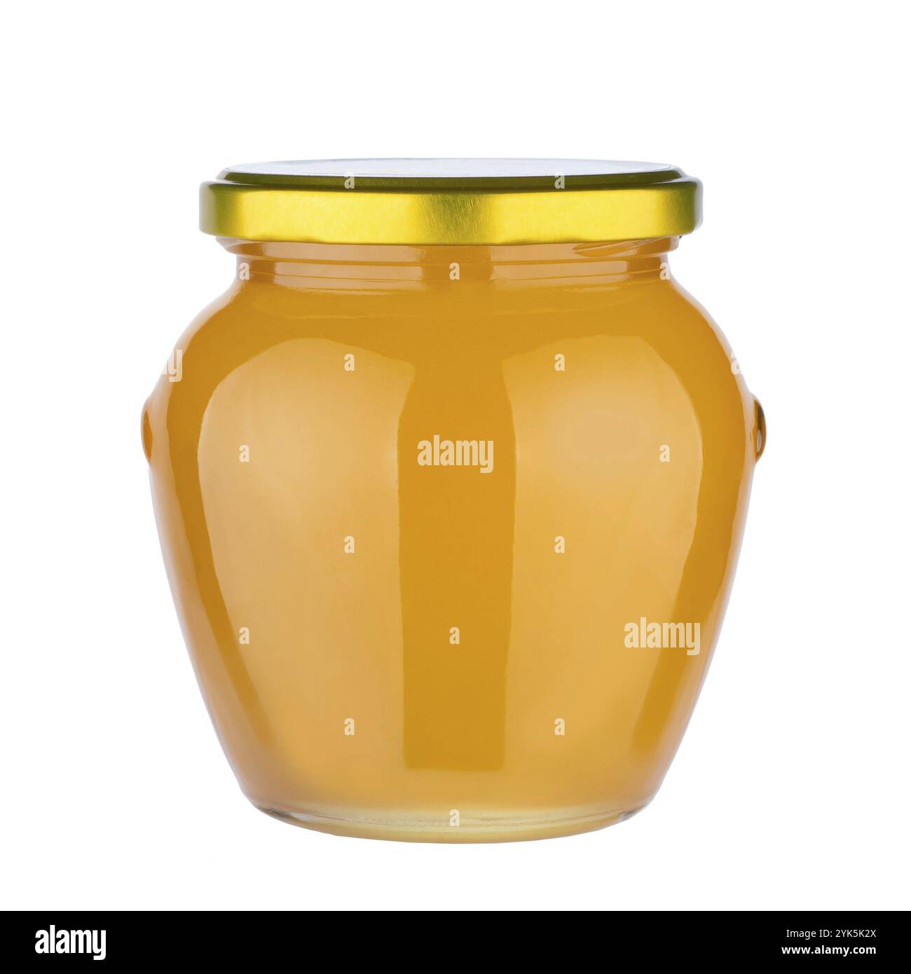Tasty honey pot preserved, glass jar full of honey isolated on white ...