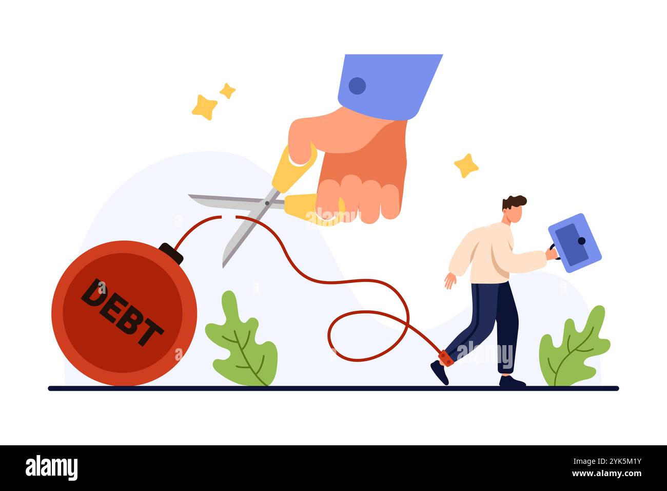 Debt free, freedom of financial payment, loan, tax, bankruptcy. Giant ...