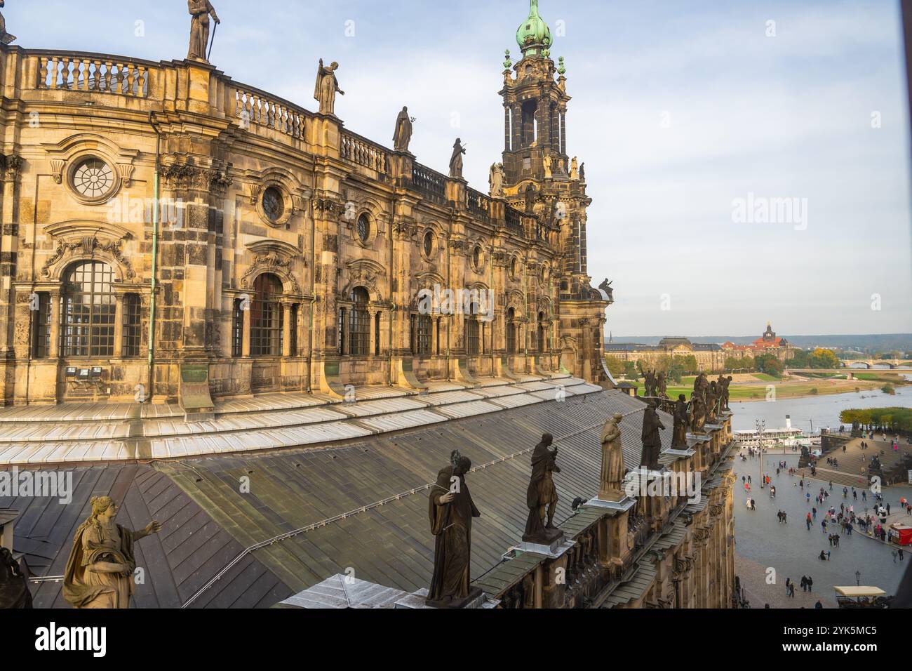 Dresden, Germany - October 19, 2024: View of roof and tower in historic ...