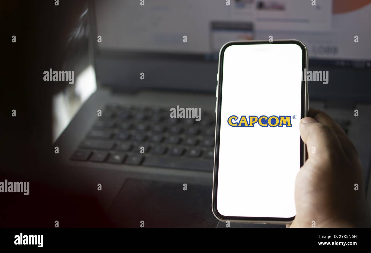 Capcom logo is displayed on smartphone.Capcom is a Japanese video game company Stock Photo - Alamy