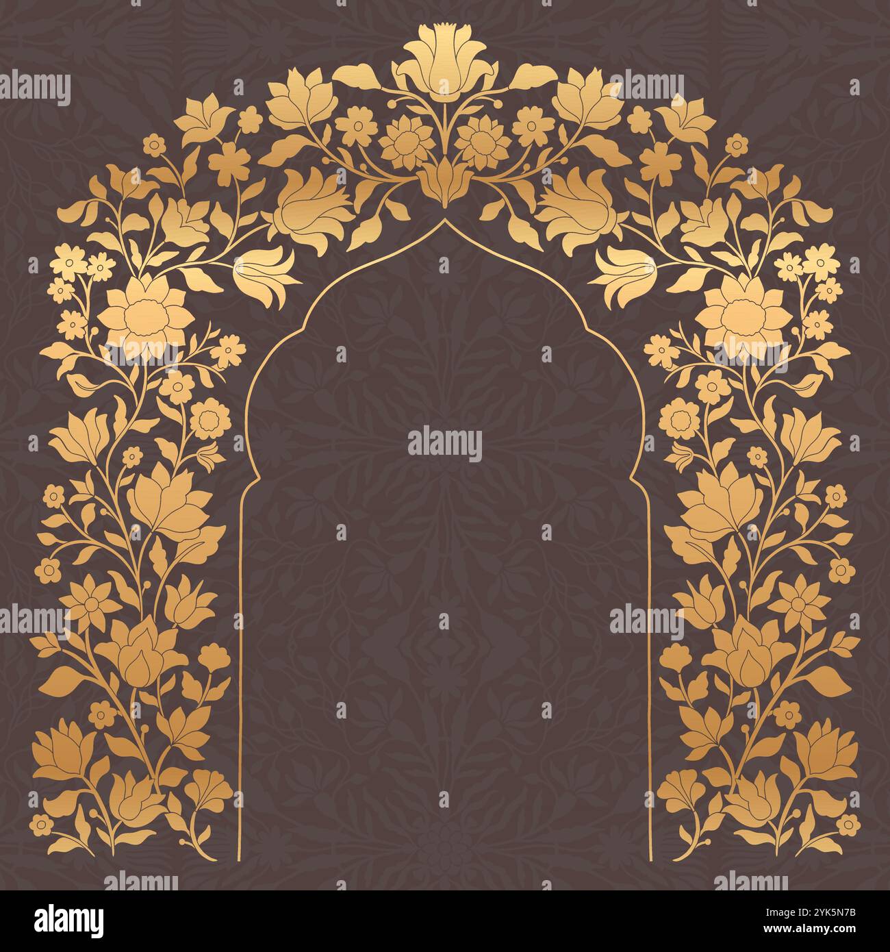 Mughal decorative ornamental floral arch. Vintage intricate traditional ...