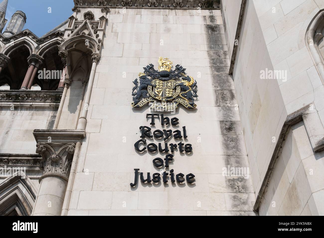 Closeup of the wording and coat of arms / logo on the side of the Royal ...