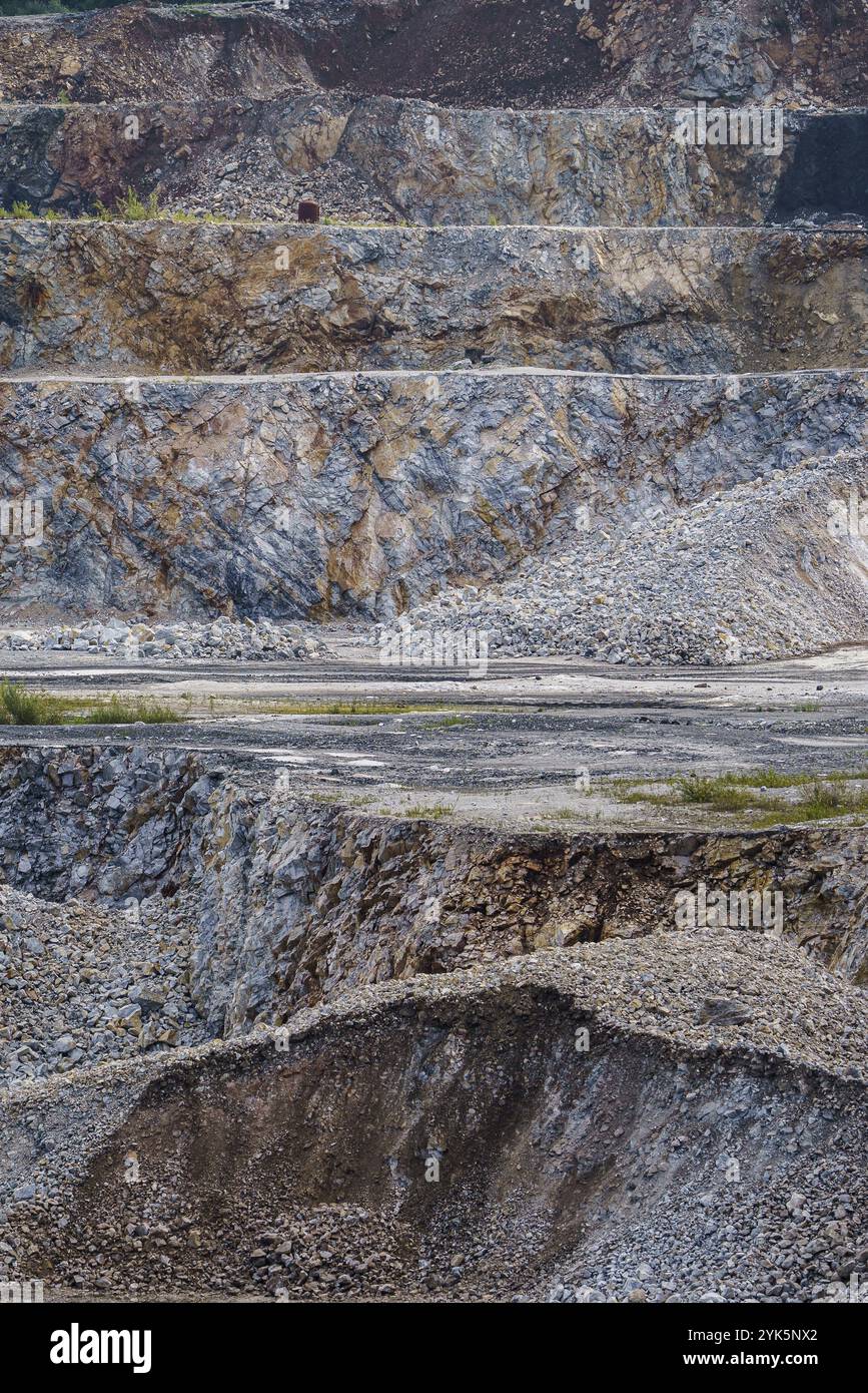 Opencast mining quarry. Limestone mining for cement production Stock ...