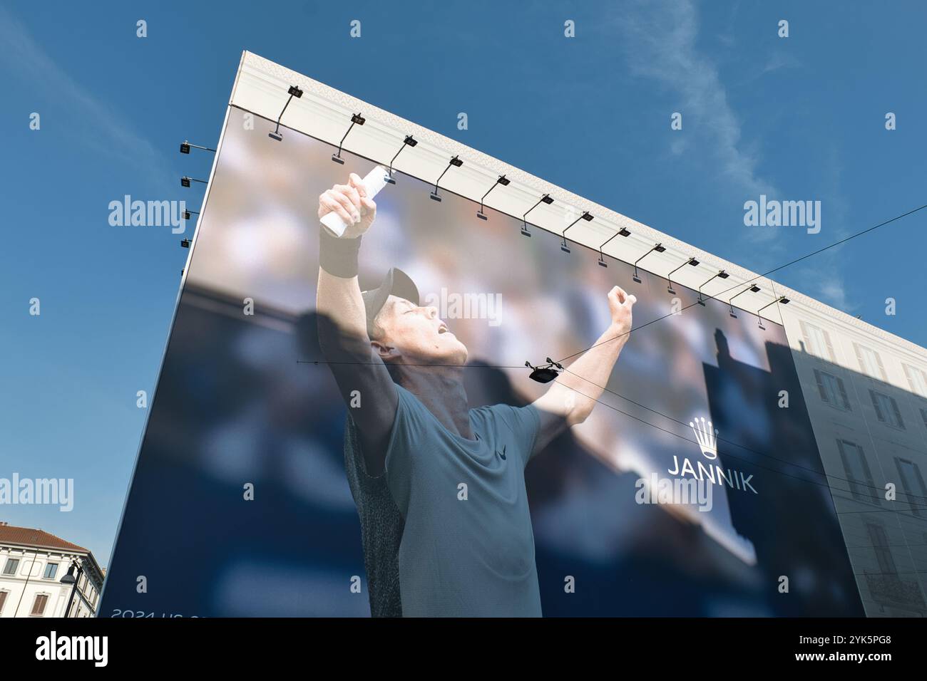 Jannik Sinner testimonial in advertising campaign of Rolex watches on a ...