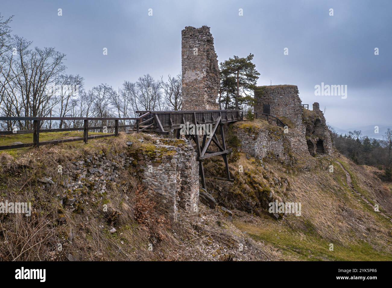 Stone vault of the castle ruins Zubstejn, Czech republic Stock Photo ...