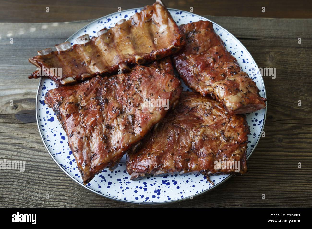 Homemade smoked barbecue pork ribs ready to eat Stock Photo - Alamy