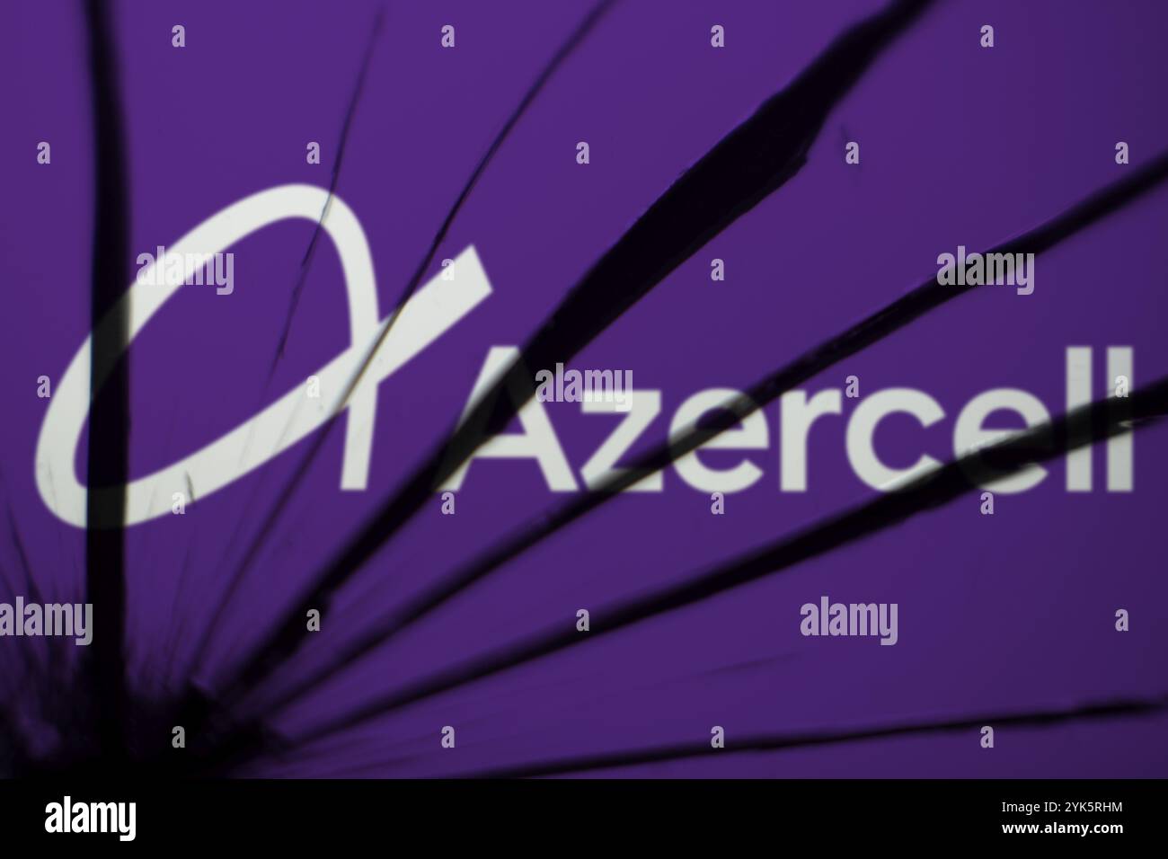Azercell logo is visible on the broken glass Stock Photo - Alamy