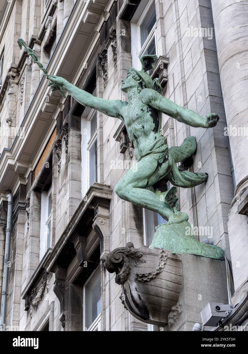 Bronze sculpture on the facade of the historic Hansa Huis building on ...