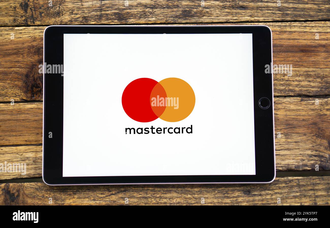 Smart phone with the Mastercard logo that is a brand of credit and ...