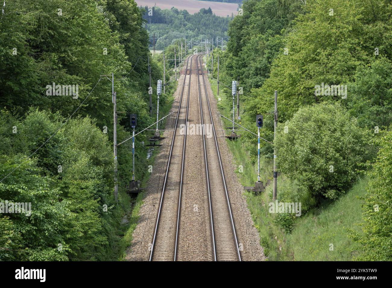 View on two railway track lines Stock Photo - Alamy